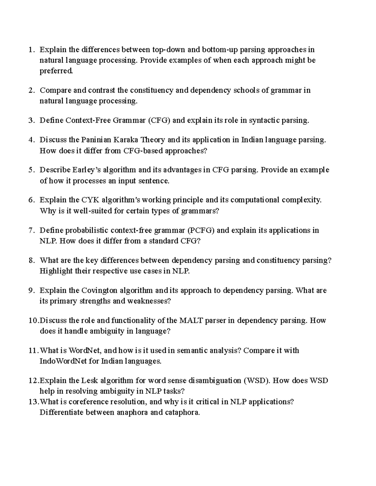 NLP Unit 2 - Parsing Techniques and Grammar in Natural Language Processing - Studocu