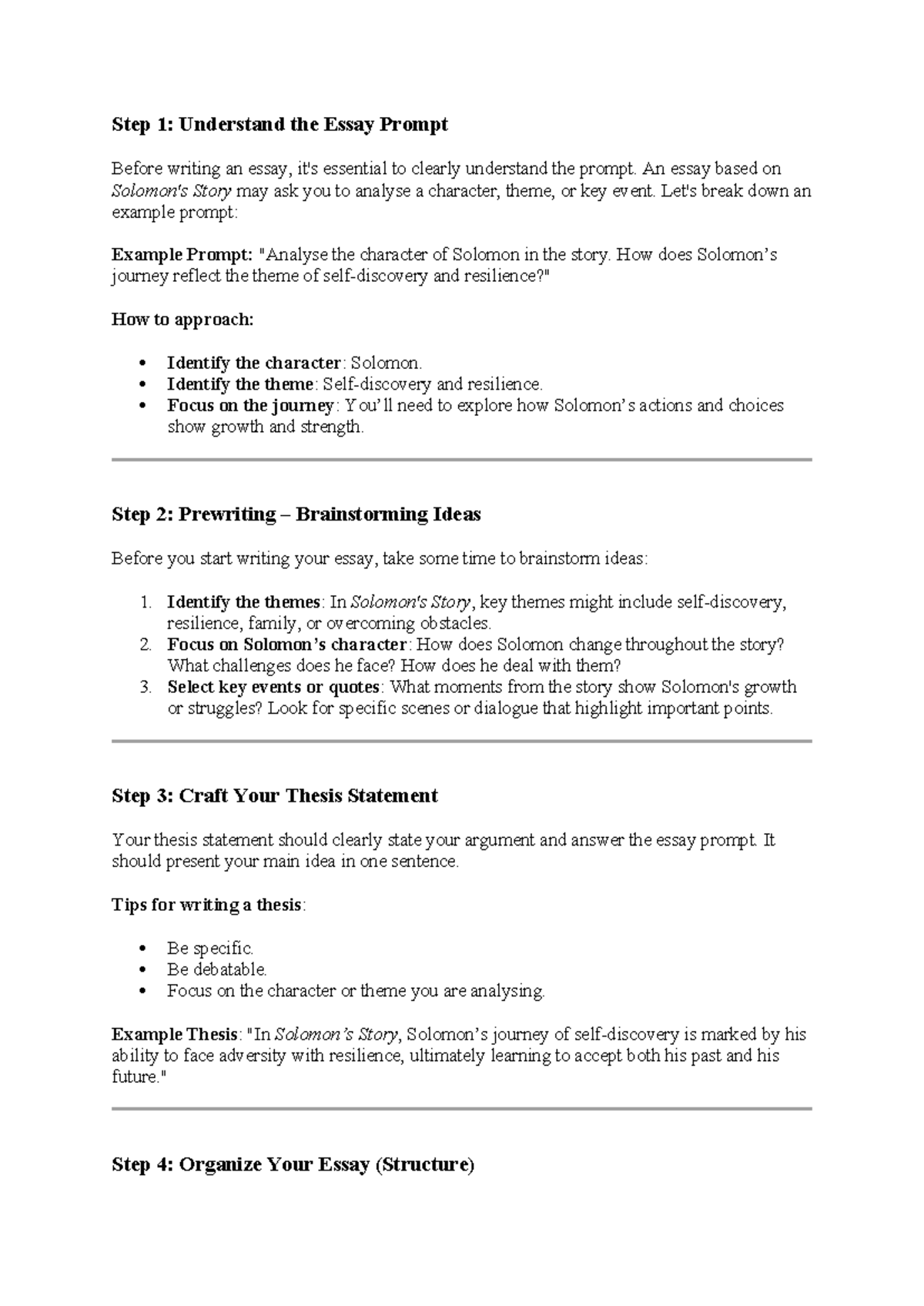 Lit Essay Writing Tips: Analyzing Character & Theme in Story - Studocu