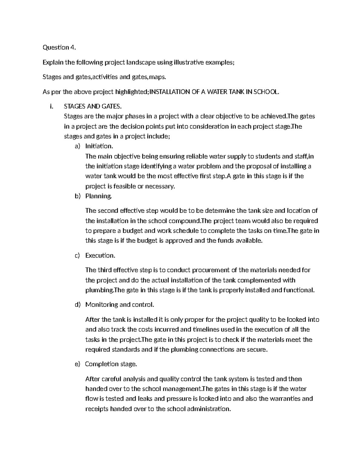 Project Landscape Analysis: Water Tank Installation (3RD YEAR) - Studocu