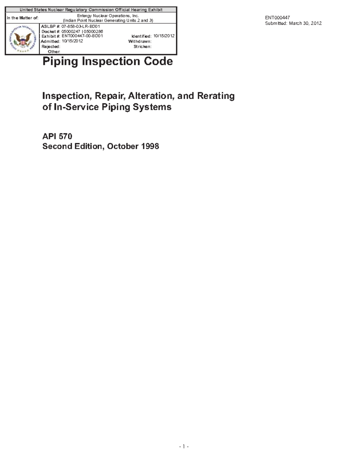 API 570: Piping Inspection Code - Inspection, Repair, and Alteration ...