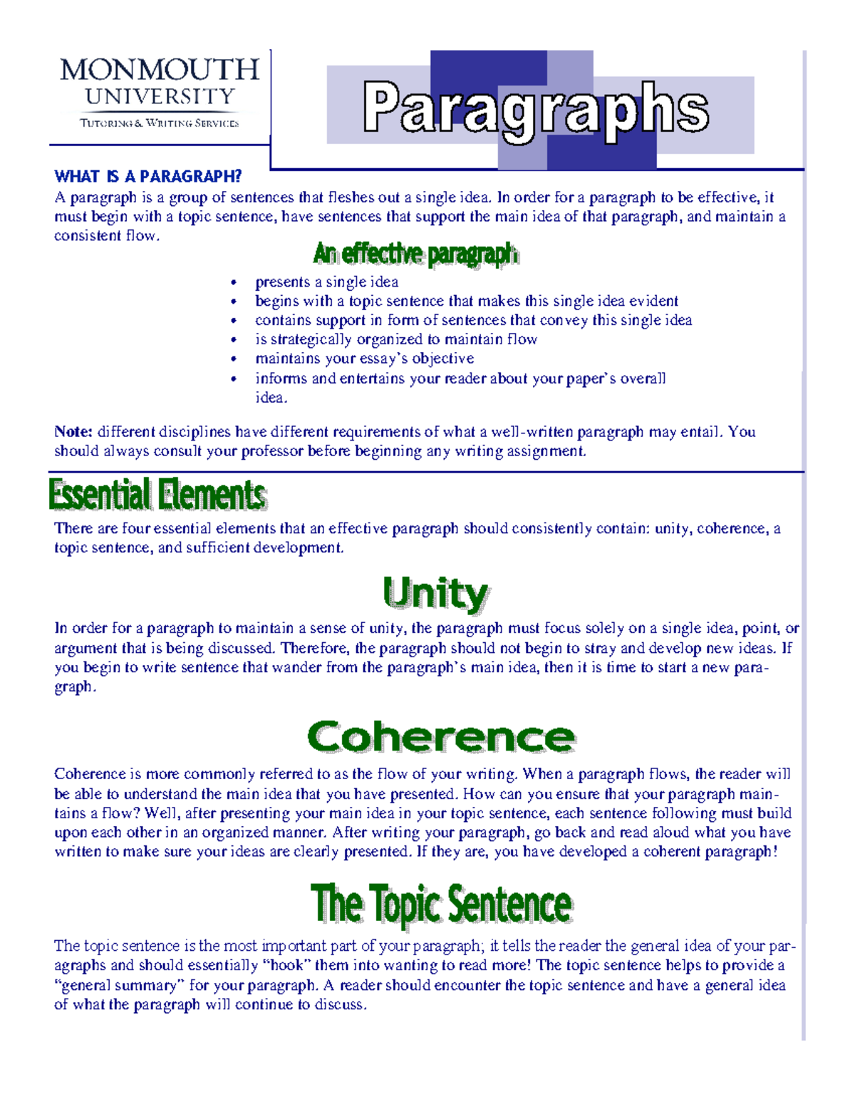 Paragraph Writing - Assignment Guide - Studocu