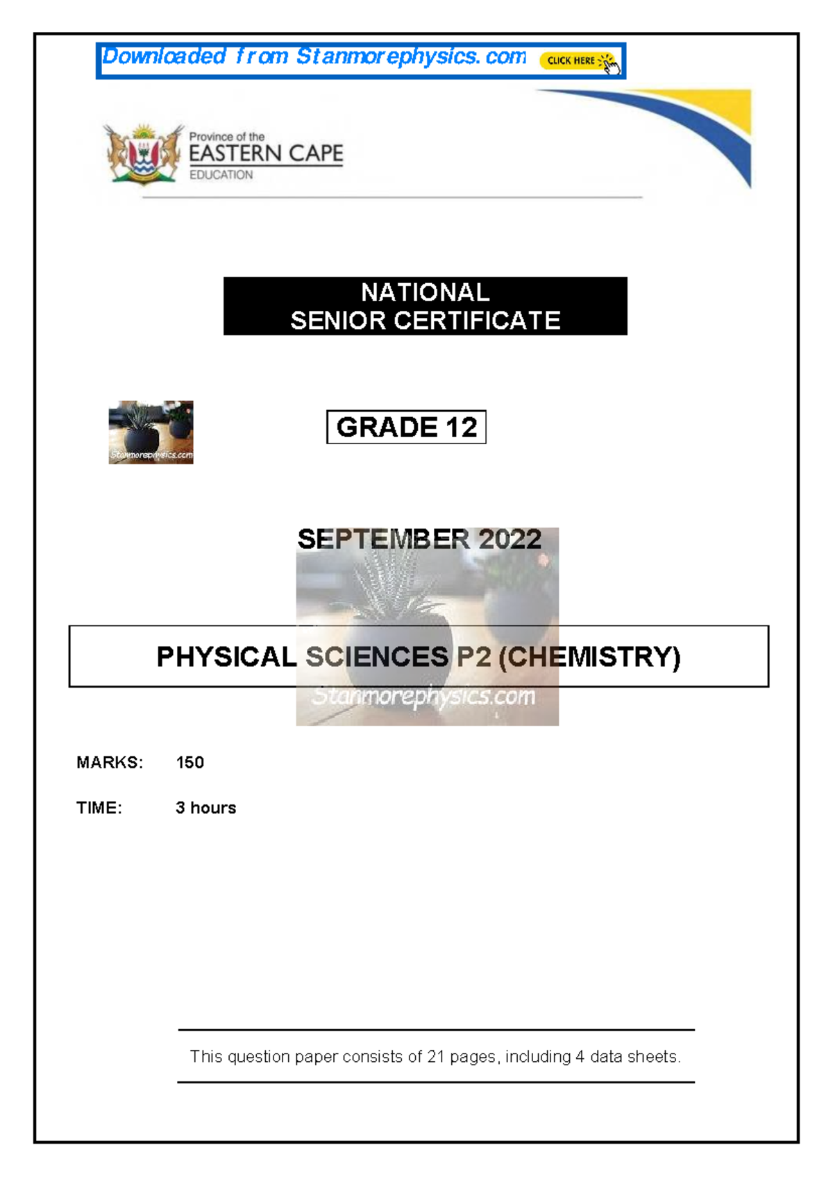 EC Grade 12 Physical Science P2 September 2022 Exam & Memo - Studocu