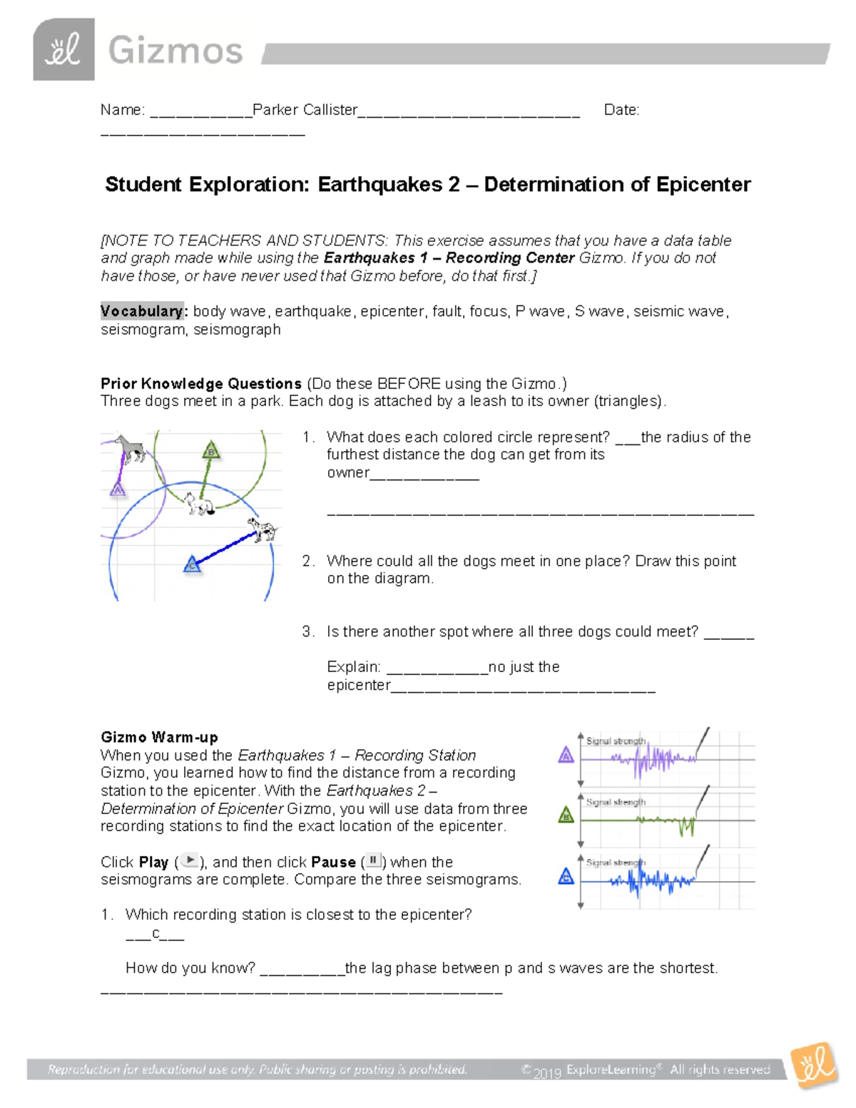 Earthquakes 2: Epicenter Determination Exploration Guide - Studocu