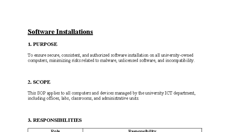 Software Installations - PURPOSE To ensure secure, consistent, and ...