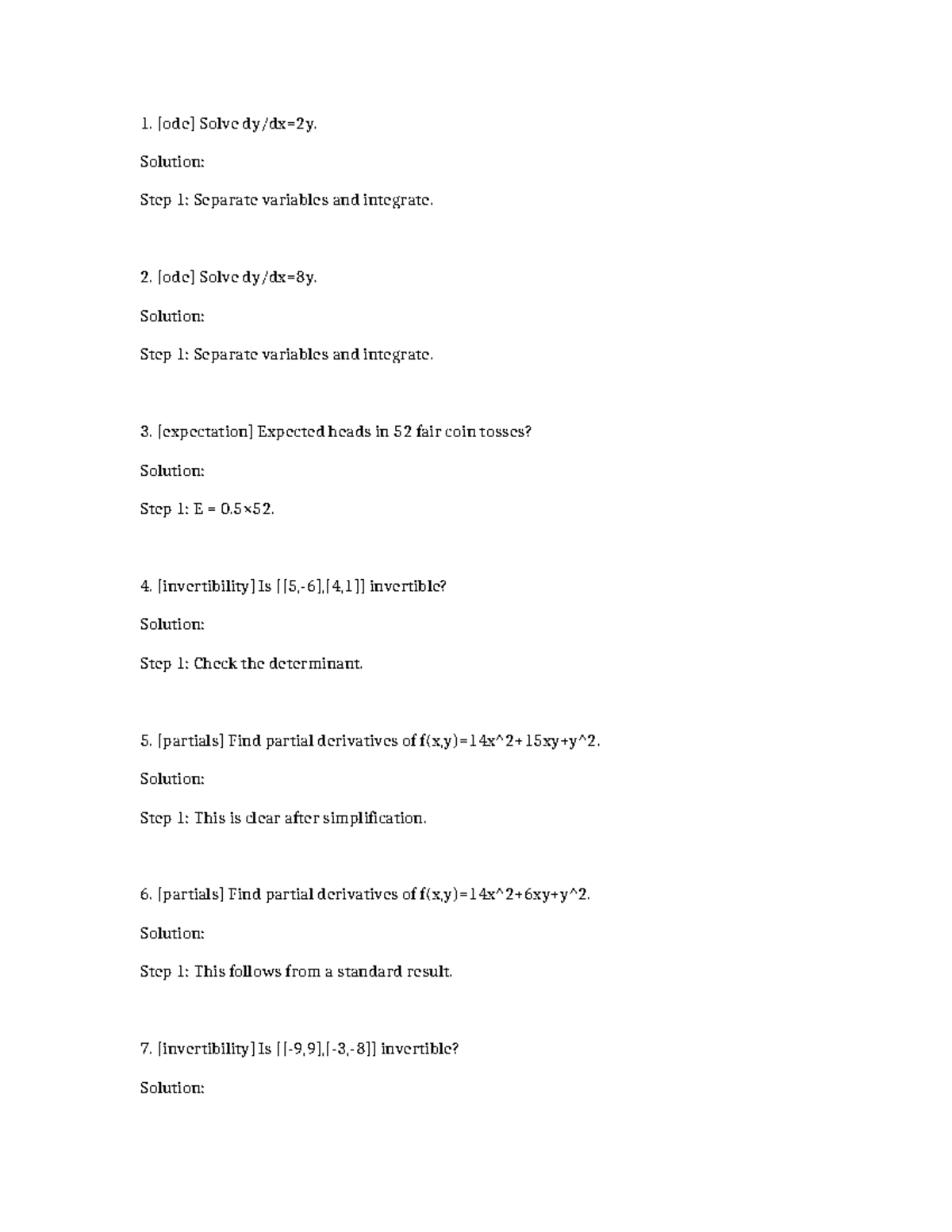 Math ODE Solutions: Variable Separation & Integration Steps - Studocu