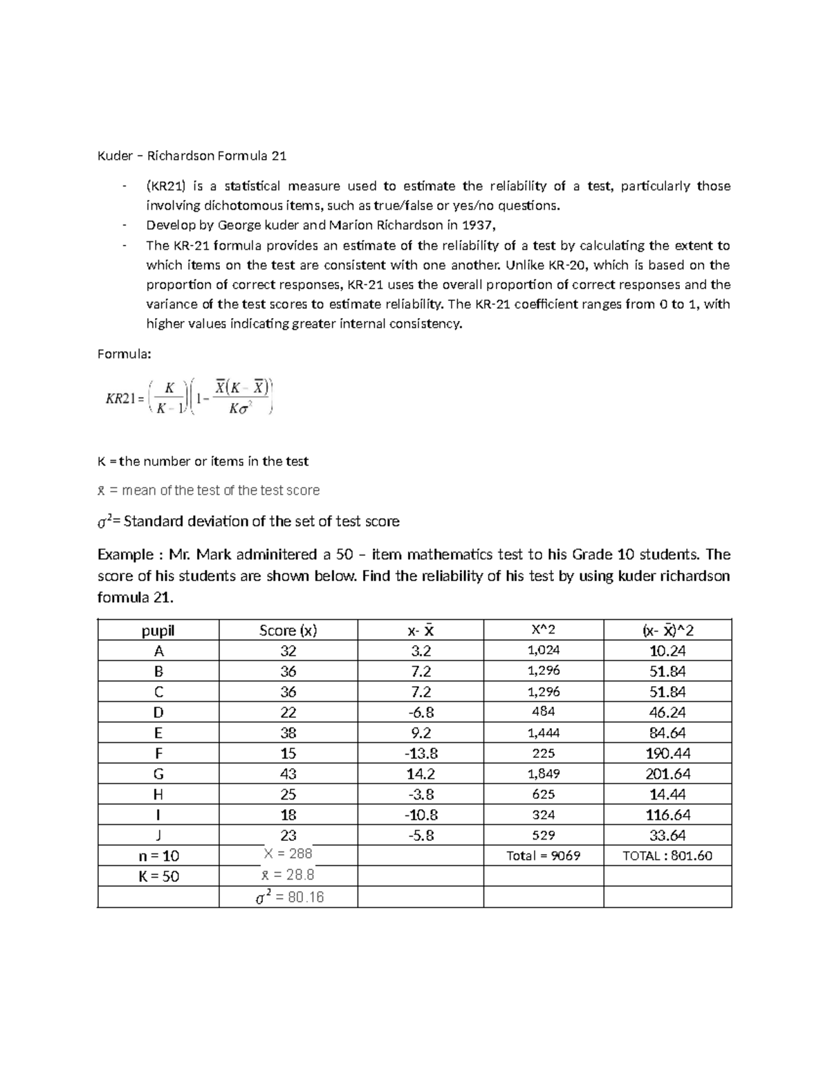 KR21 - Understanding Kuder-Richardson Formula for Test Reliability ...