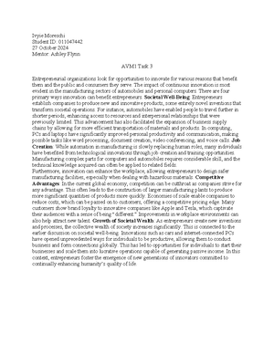 AVM1 Task 1 - AVM1 Task 1.docx - Ivyie Moreschi Student ID: 011047442 ...