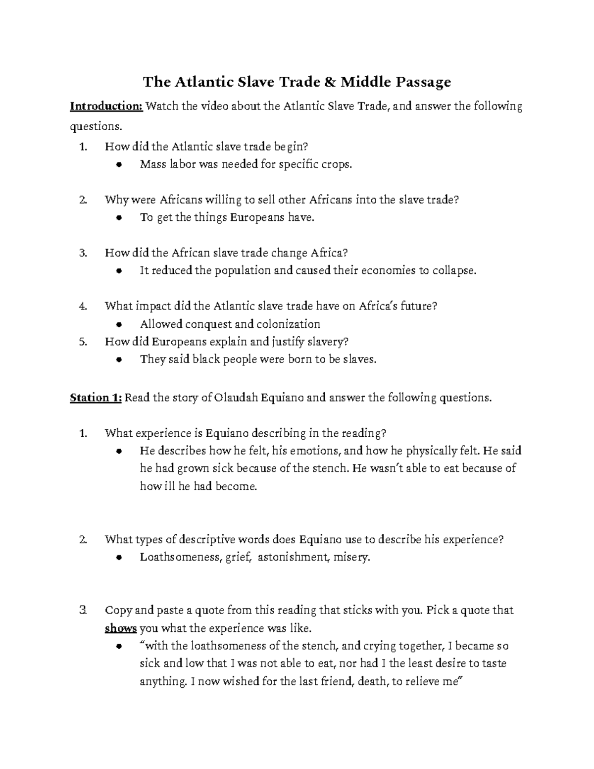 (COPY) The Atlantic Slave Trade & Middle Passage Study Guide - Studocu