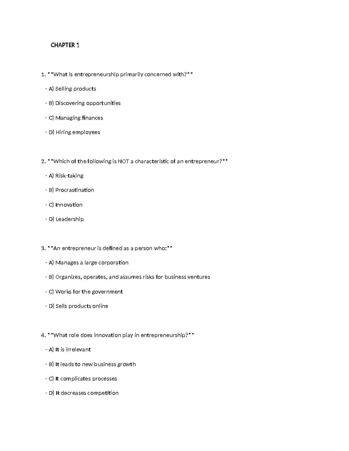 Chapter 1 GS 211: Key Concepts in Entrepreneurship and Innovation - Studocu