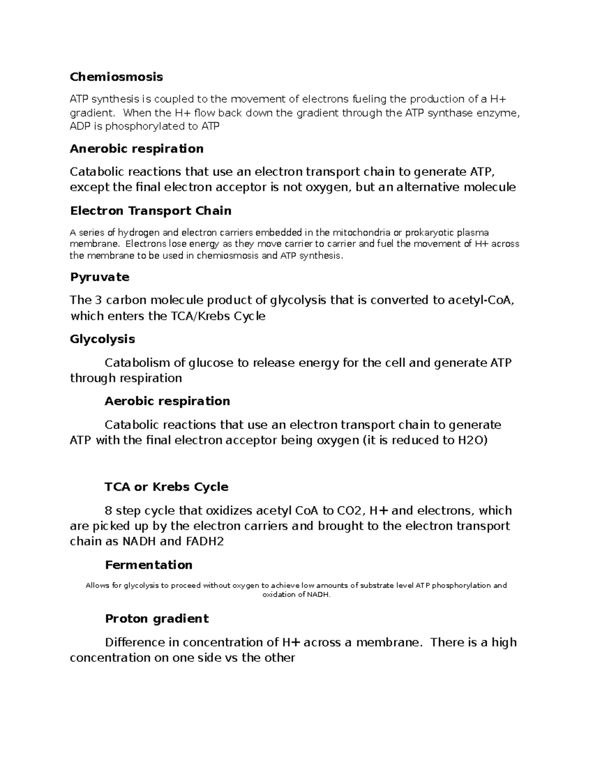 Cellular Respiration - Flashcards (Bio 101) - Studocu