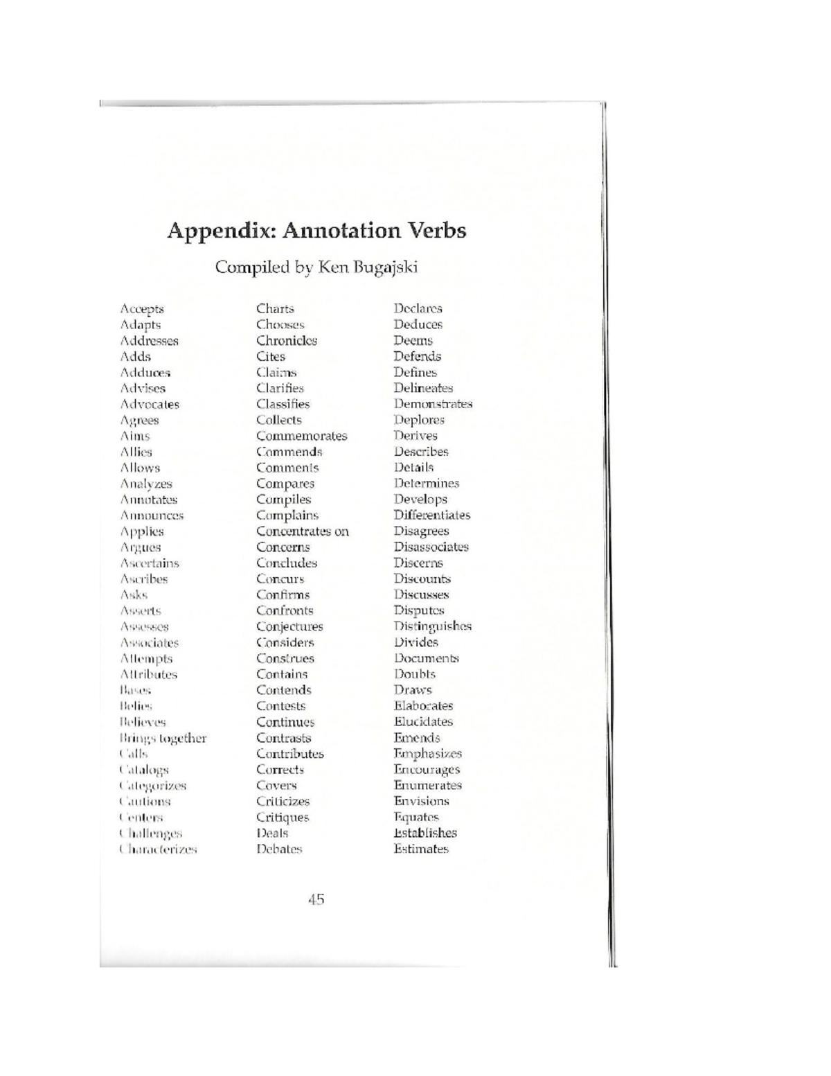 Annotation Verbs List - Project (Appendix) - Studocu