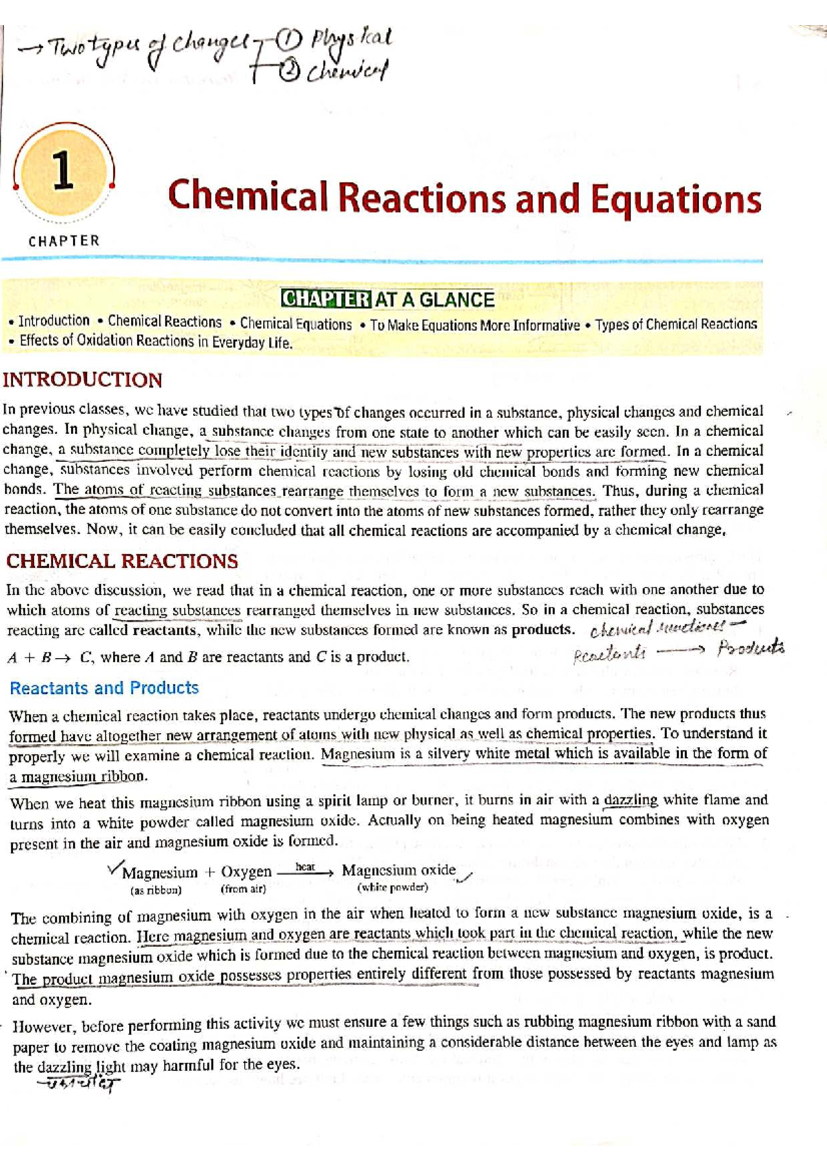 Chemical Reactions and Equations: A Comprehensive Overview (CHAPTER 10 ...