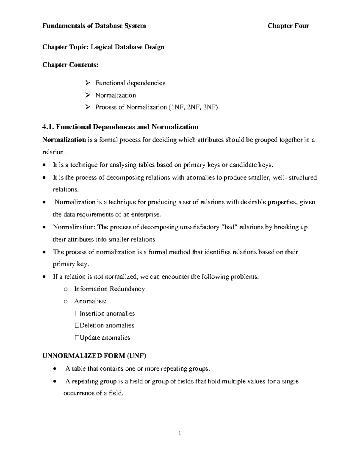 Fundamentals of Database Systems - Chapter 4: Logical Design ...