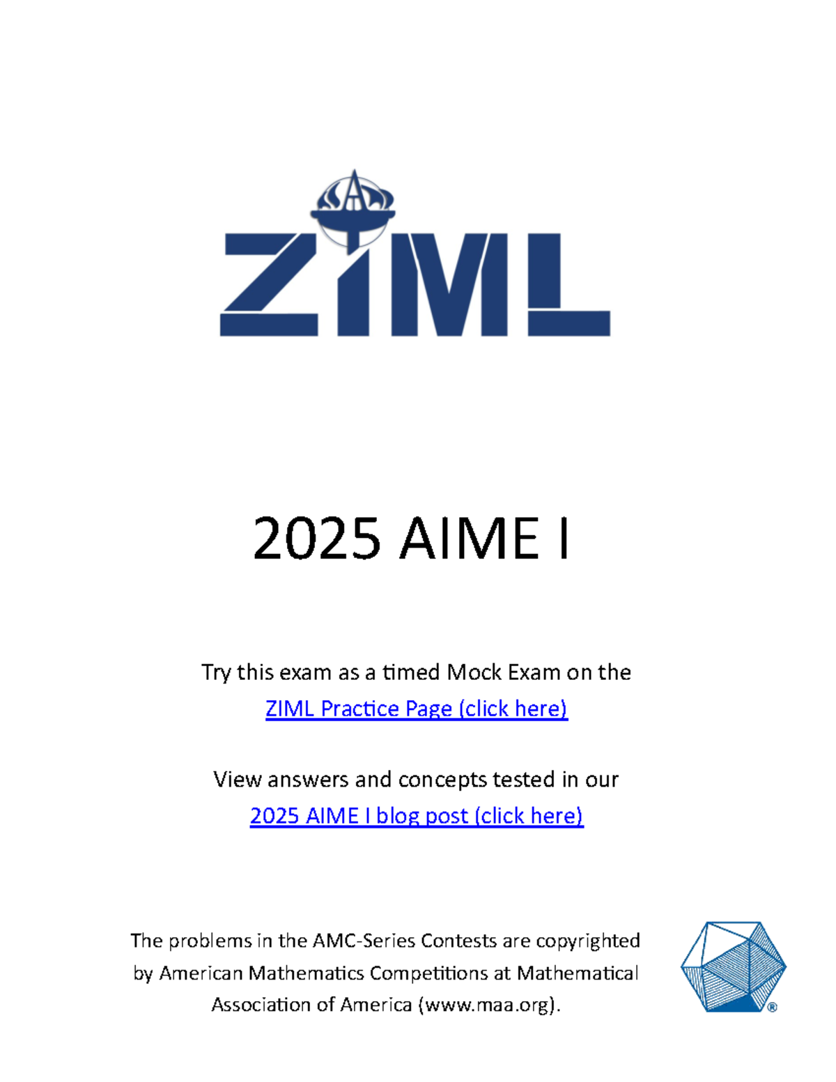 2025 AIME I Mock Exam Practice Questions and Solutions - Studocu