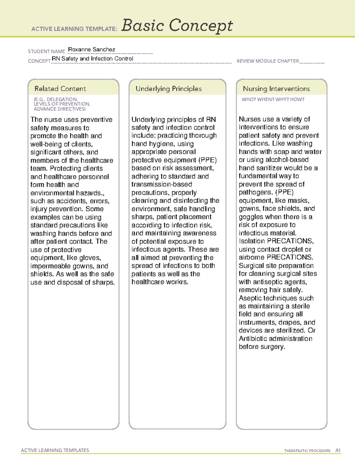 ACTIVE LEARNING TEMPLATE: RN Safety & Infection Control Concepts - Studocu