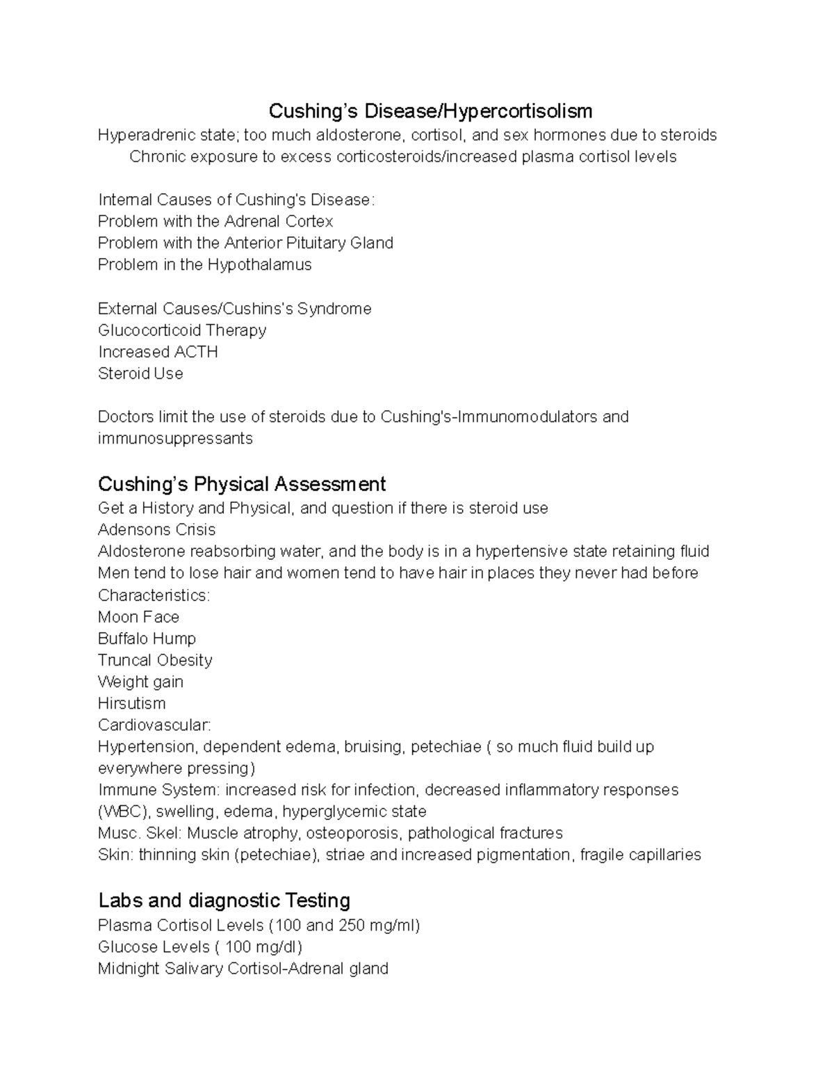 Cushing's Disease - Comprehensive Concept Map & Overview - Studocu