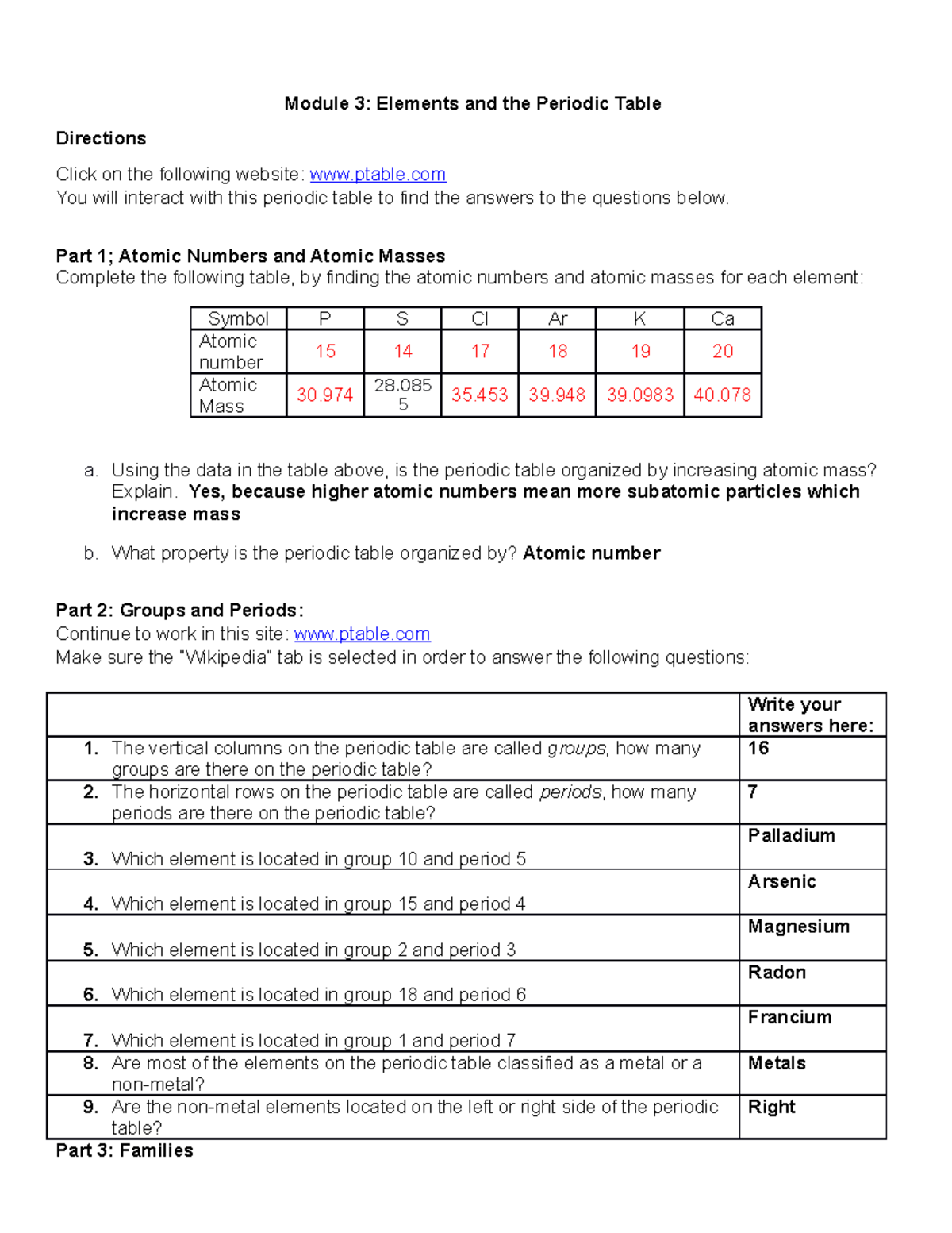 Module 3: Exploring Elements and the Periodic Table Concepts - Studocu