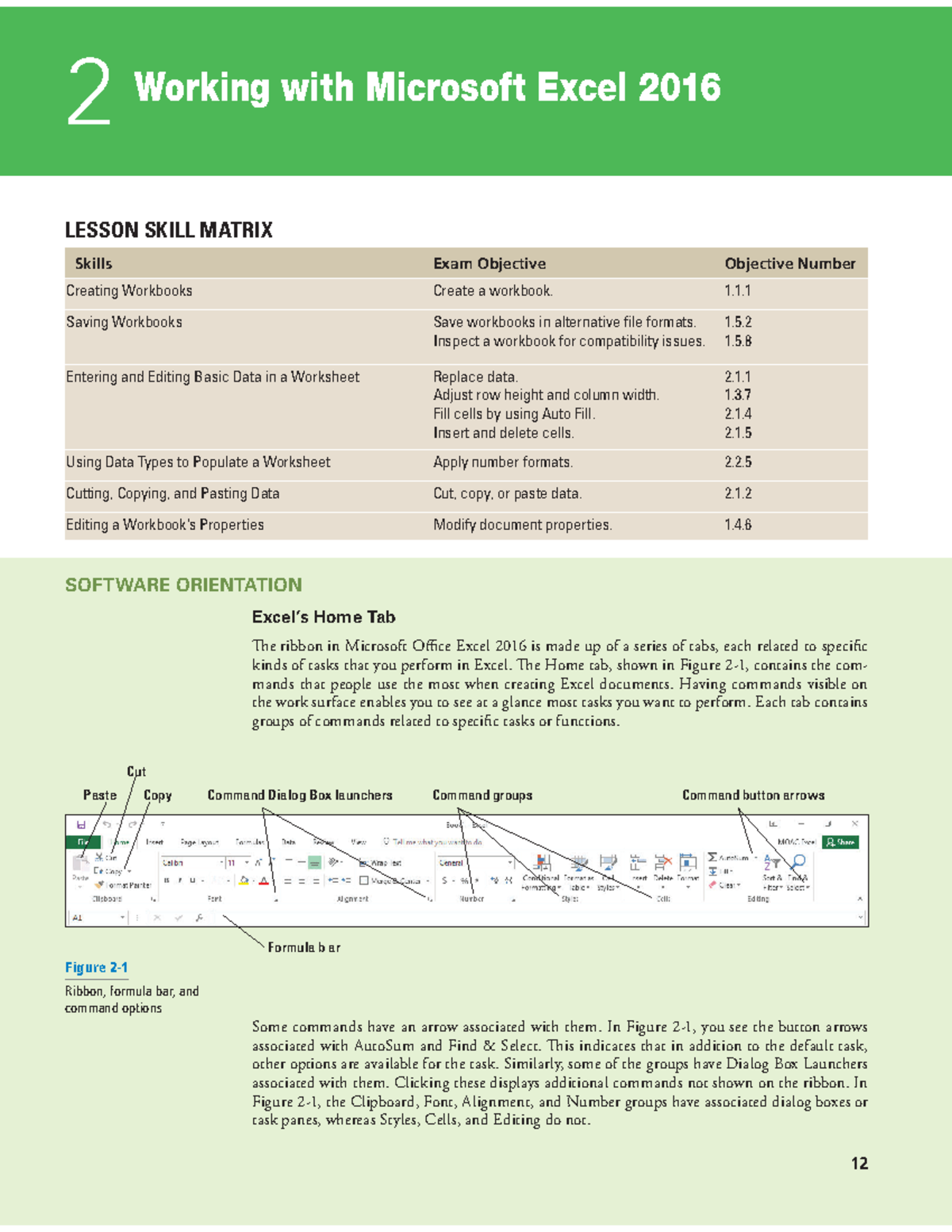 Excel Lesson 02 - Lecture notes 2 - 12 Working with Microsoft Excel ...