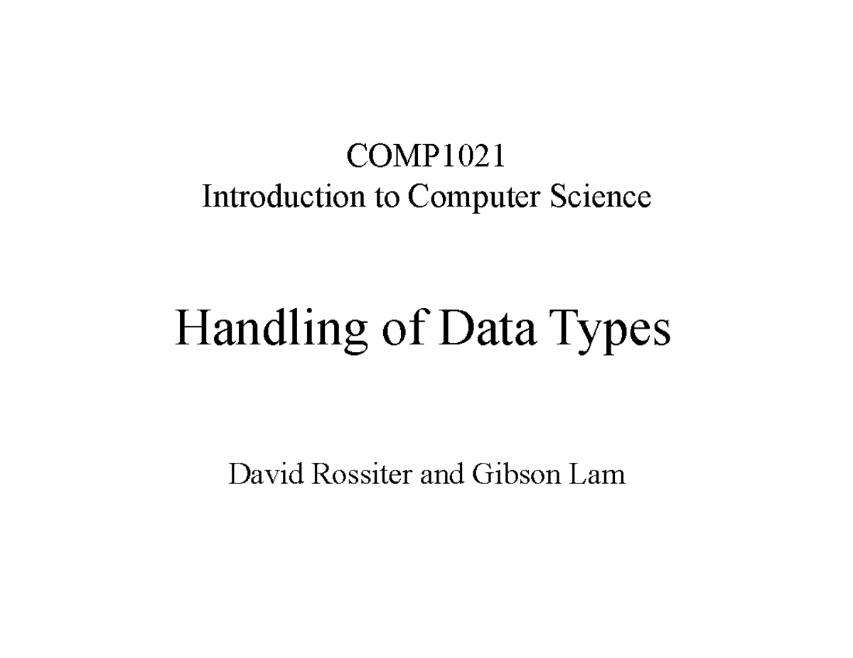 COMP1021 Final Exam Notes: Handling of Data Types in Python - Studocu