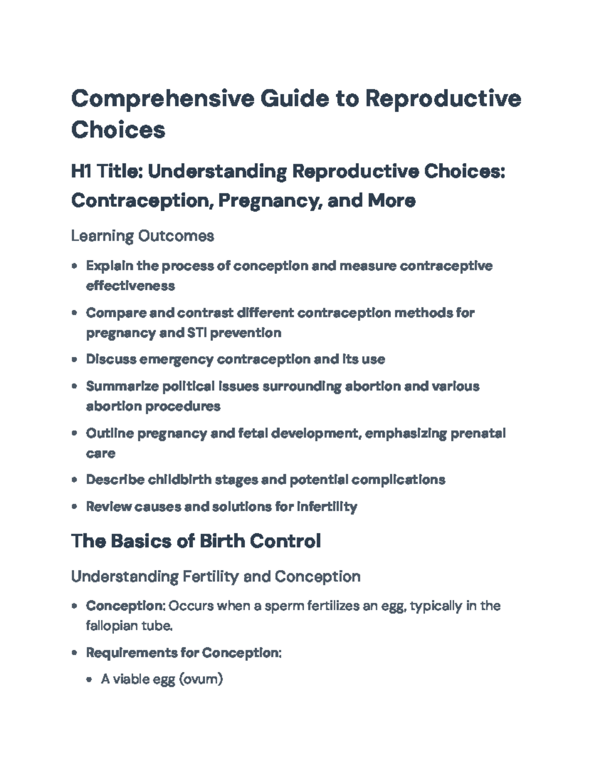 Understanding Reproductive Choices: Contraception and Pregnancy ...