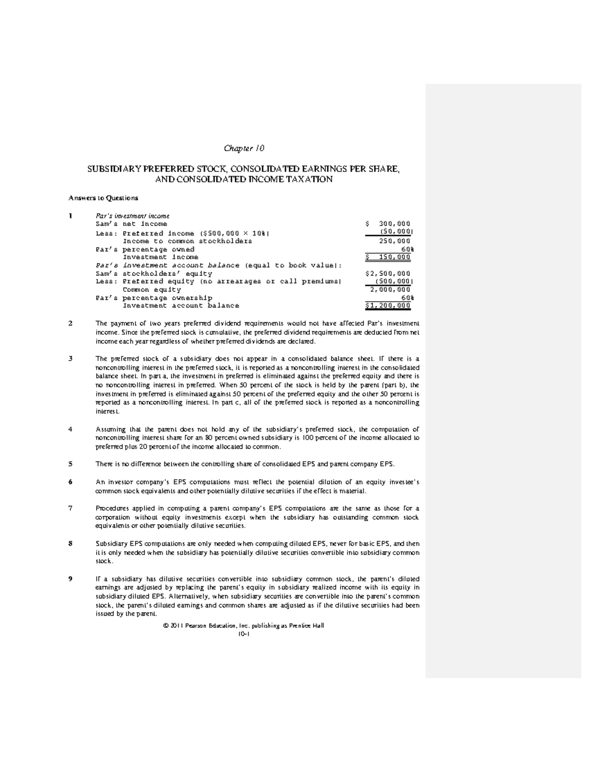 Solution Manual Advanced Accounting 11E by Beams 10 chapter - © 2011 ...