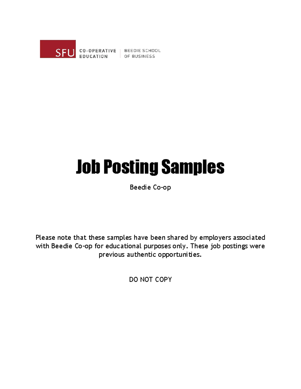 Beedie Job Posting Samples: Accounting, Finance, and Marketing Roles ...