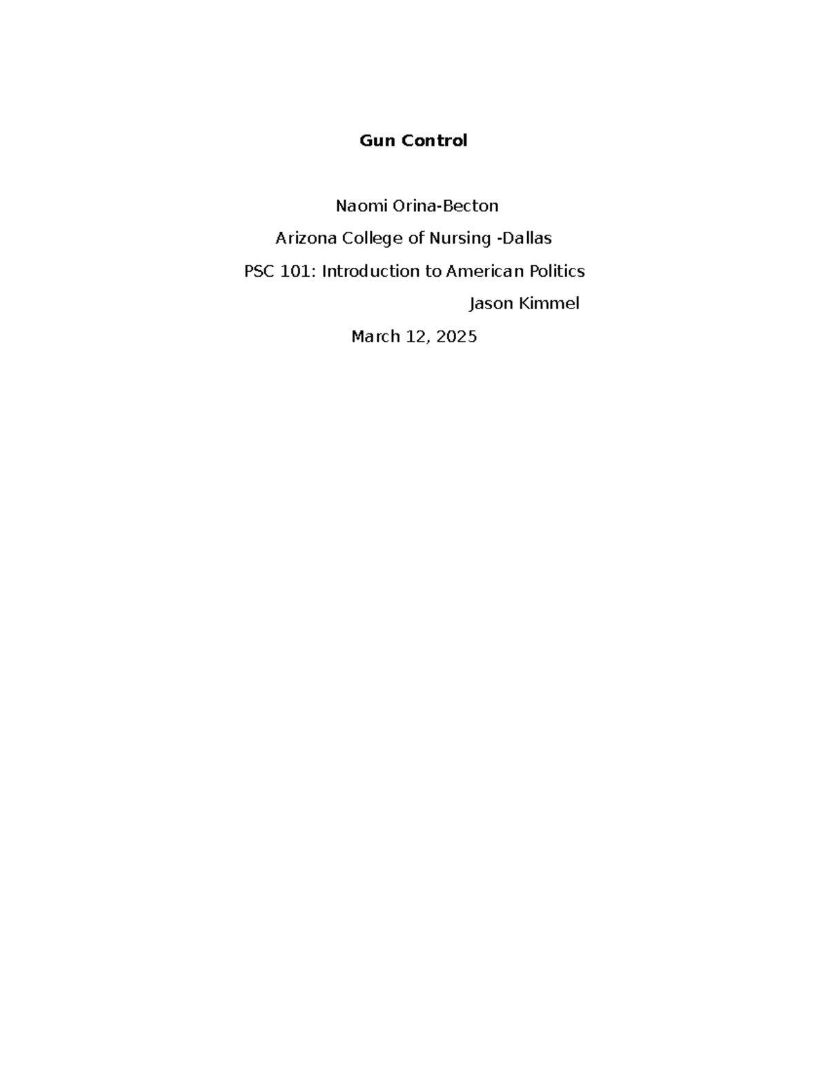 Analysis of Gun Control Coverage: PSC 101 Essay Notes - Studocu