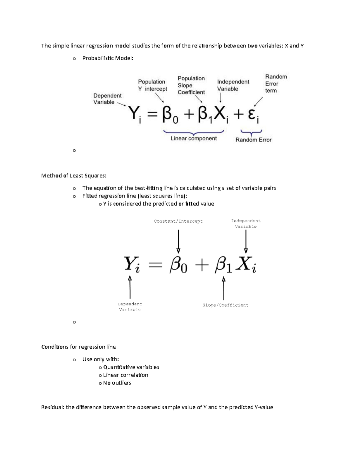 Simple Linear Regression Overview and Analysis Techniques - Studocu