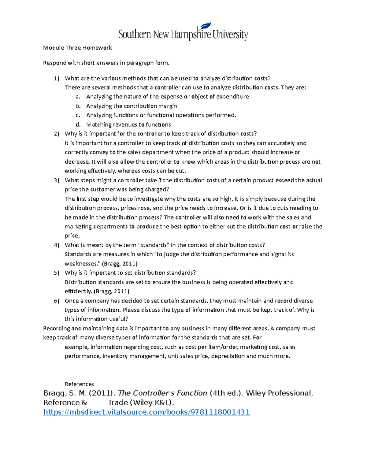 ACC 340 Module 3 Distribution Cost Analysis Homework - Studocu