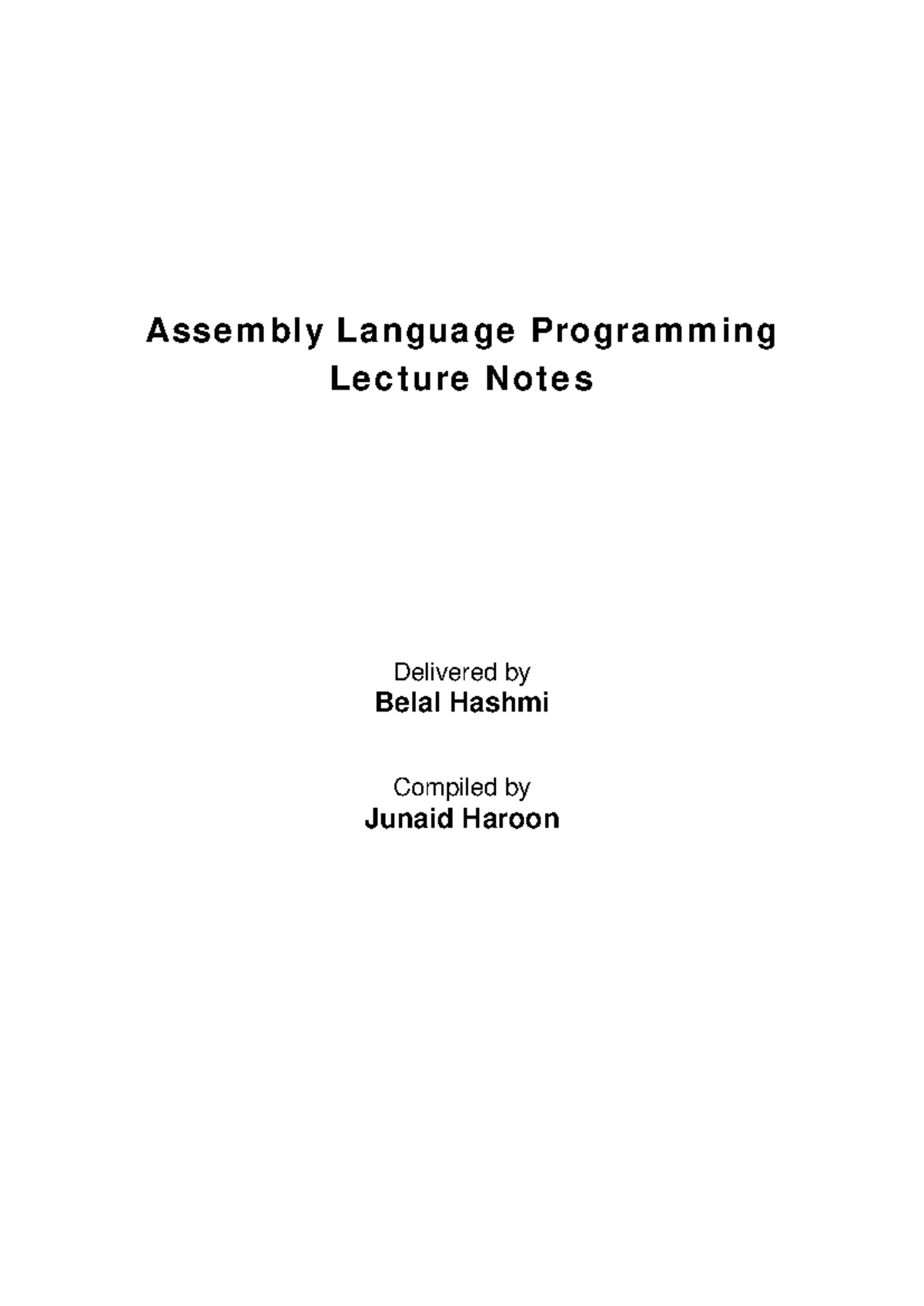 Assembly Language Programming Lecture Notes - CS401 - Studocu