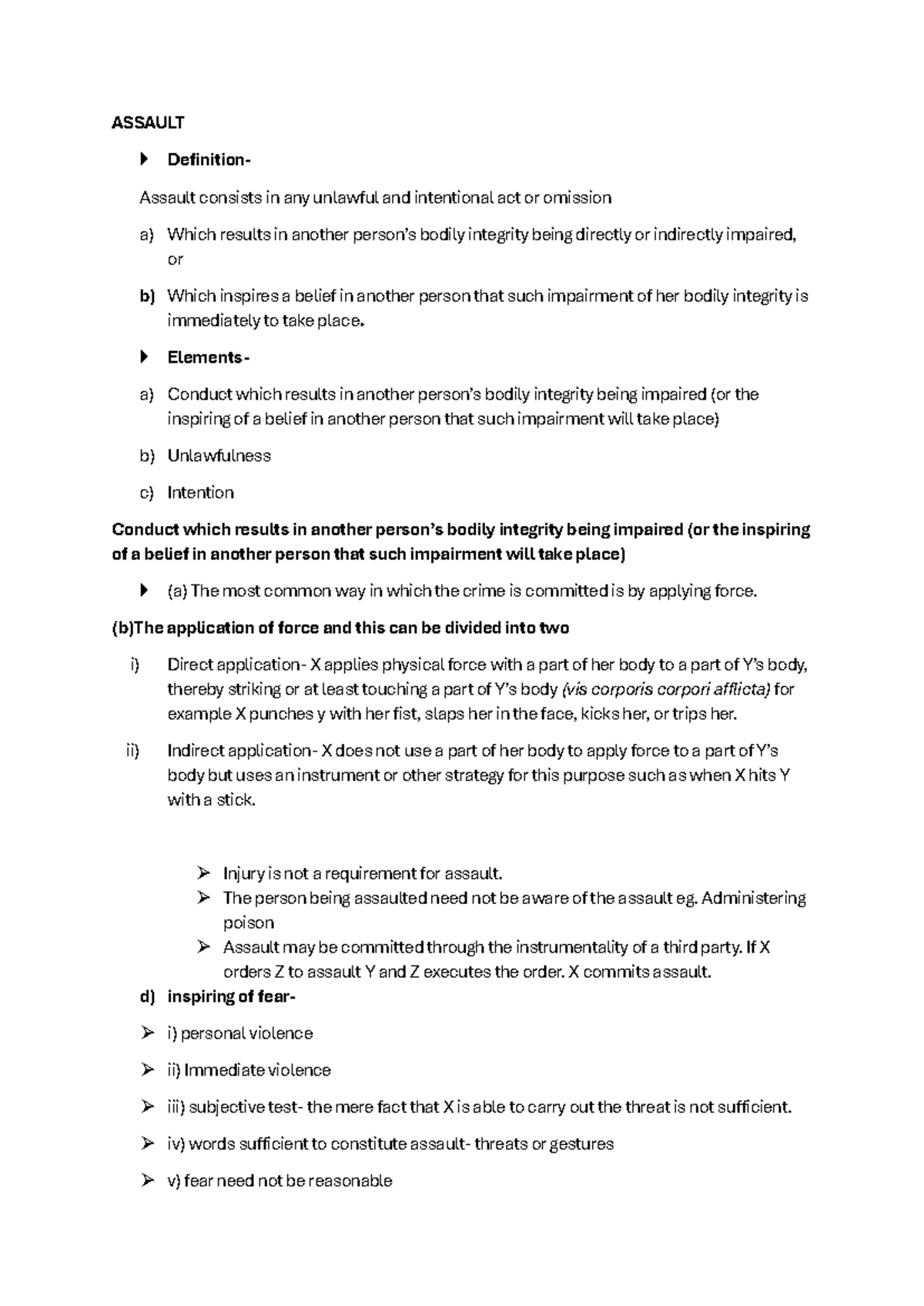 ASSAULT Definition and Elements: Legal Overview and Analysis - Studocu