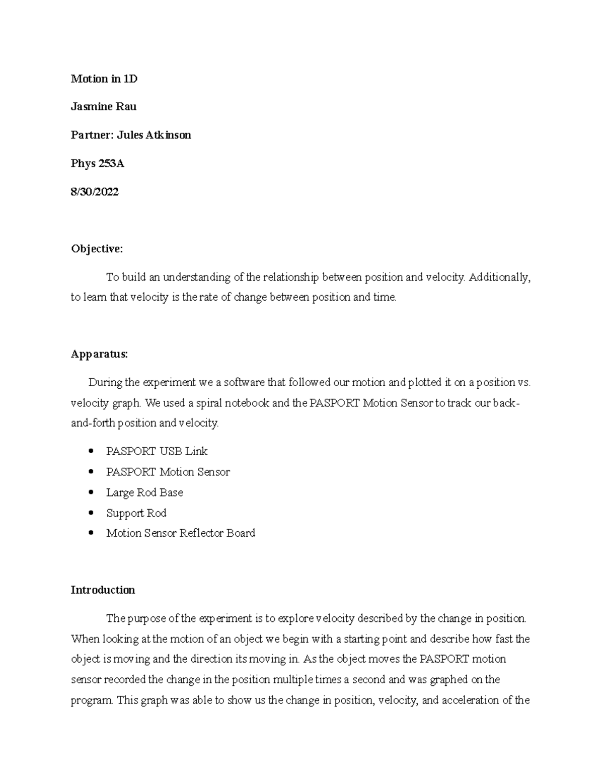 Motion in 1D lab report - Deprecated API usage: The SVG back-end is no longer maintained and may ...
