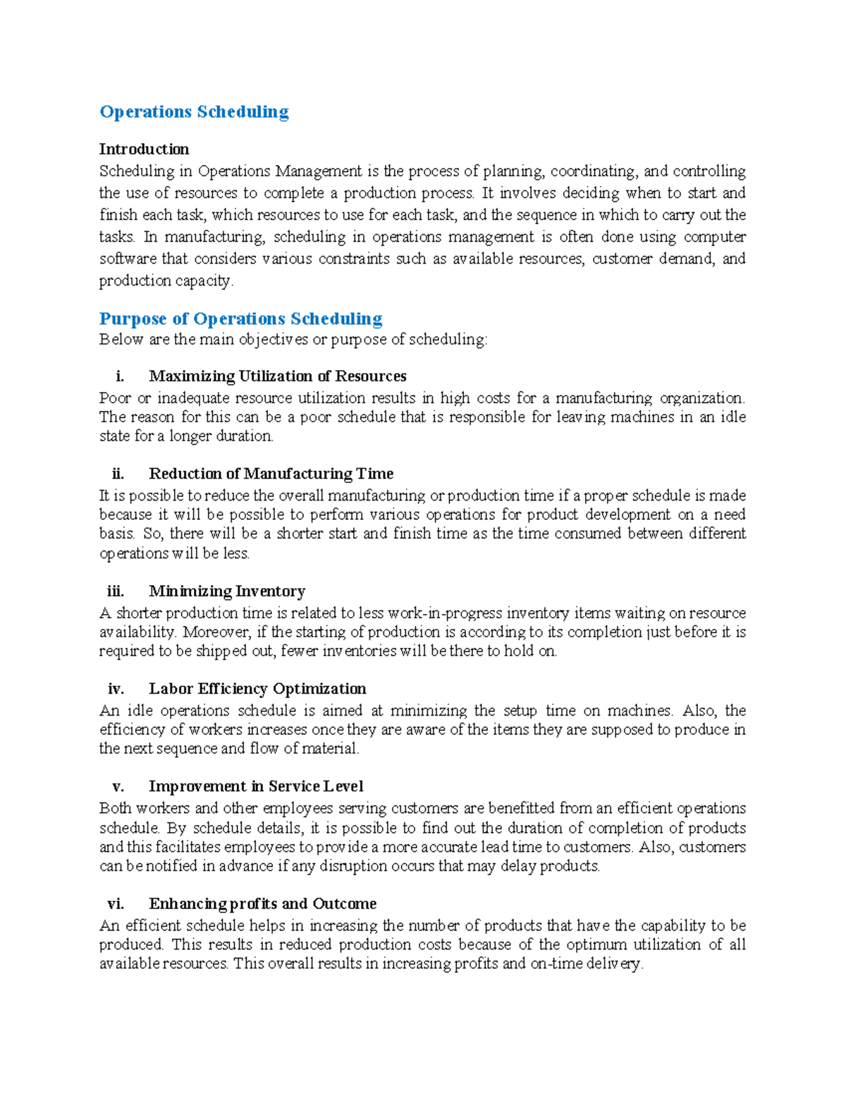Operations Scheduling in OM: Key Concepts & Strategies (Module 7) - Studocu