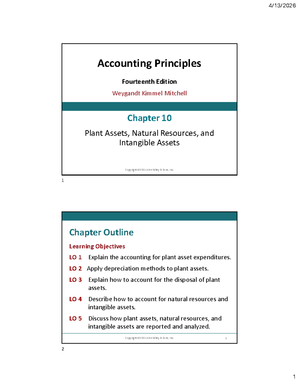 Chapter 10: Plant Assets, Natural Resources & Intangible Assets (ACCT ...