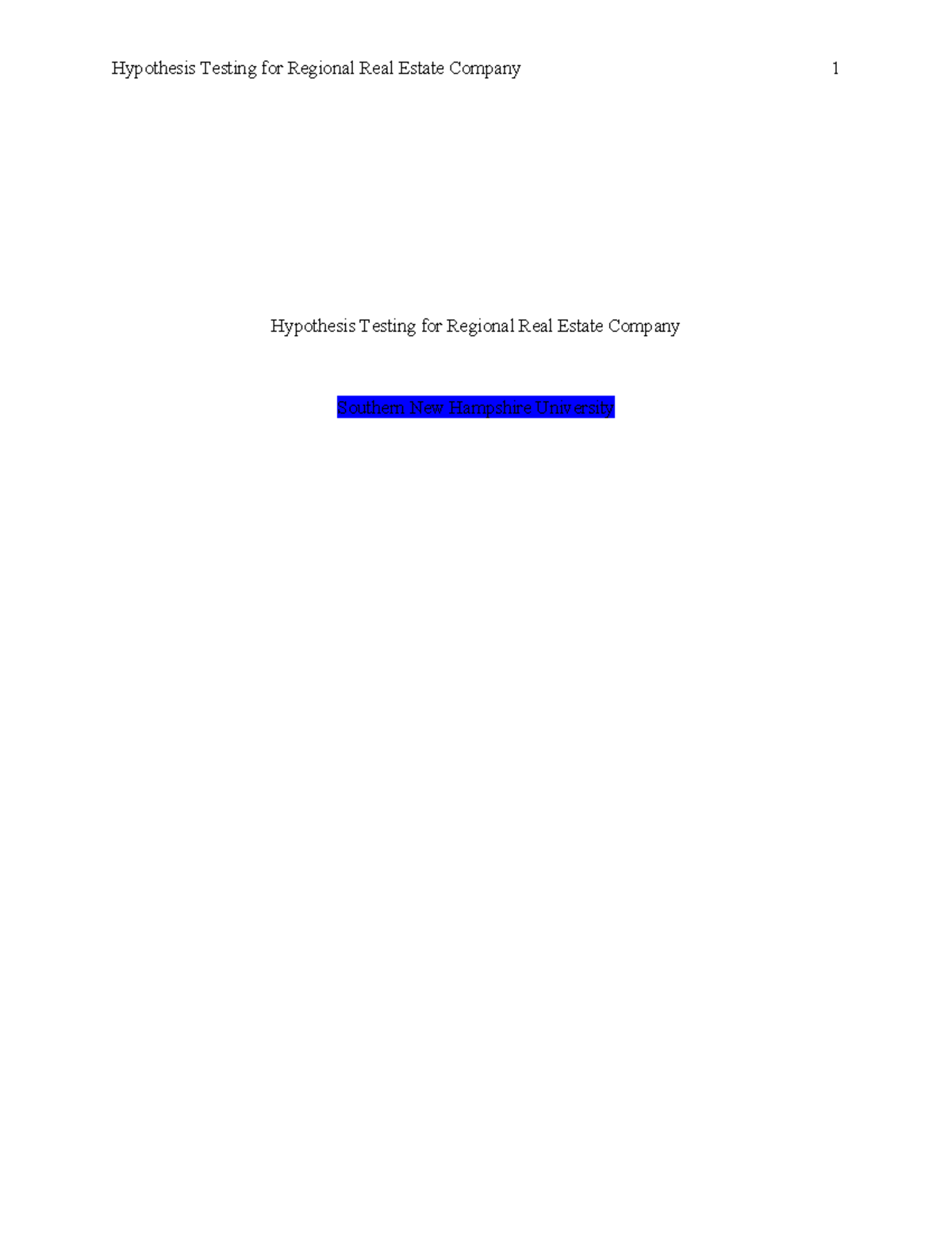 MAT 240 Module Five Assignment: Hypothesis Testing in Real Estate - Studocu