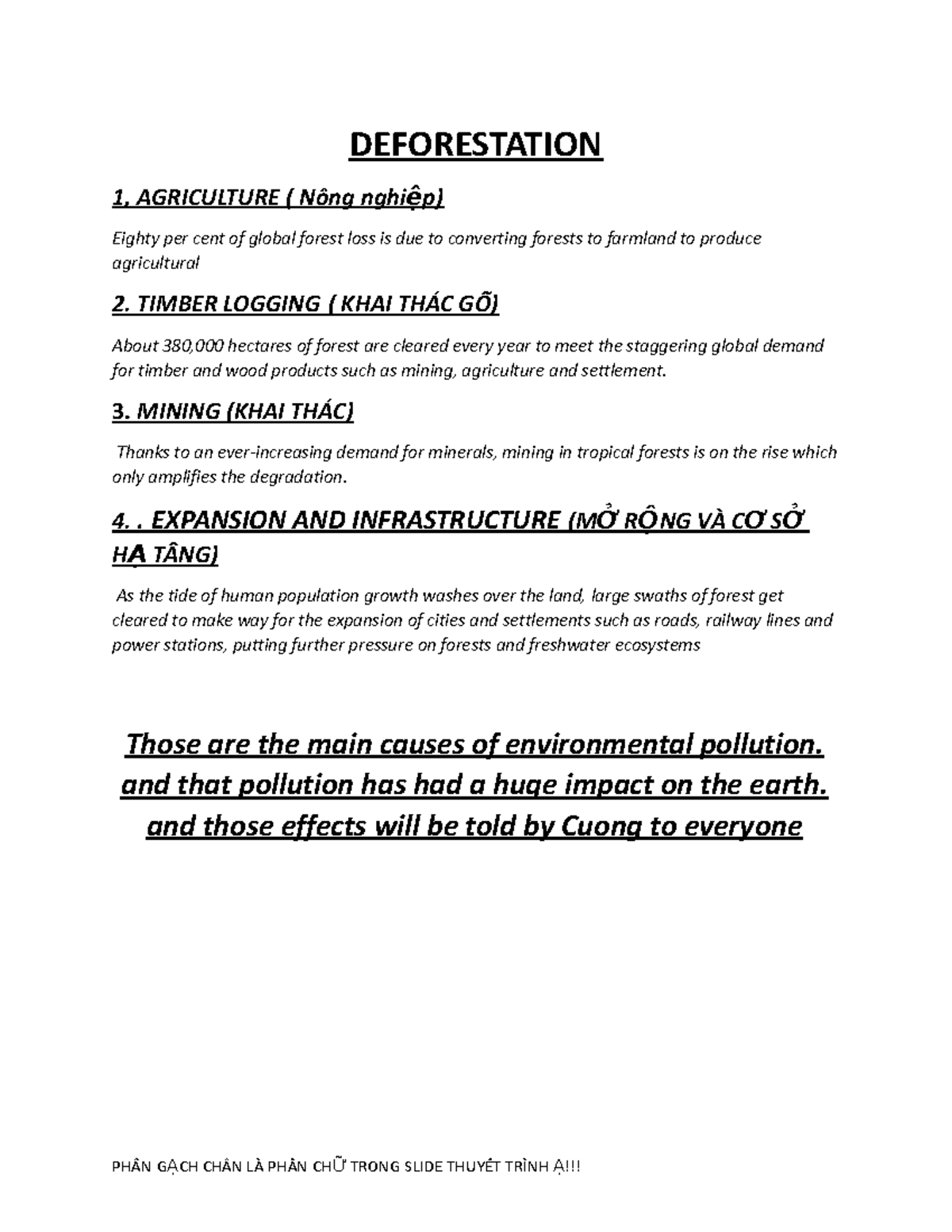 Deforestation - bai tap tham khao - DEFORESTATION 1, AGRICULTURE ( Nông ...