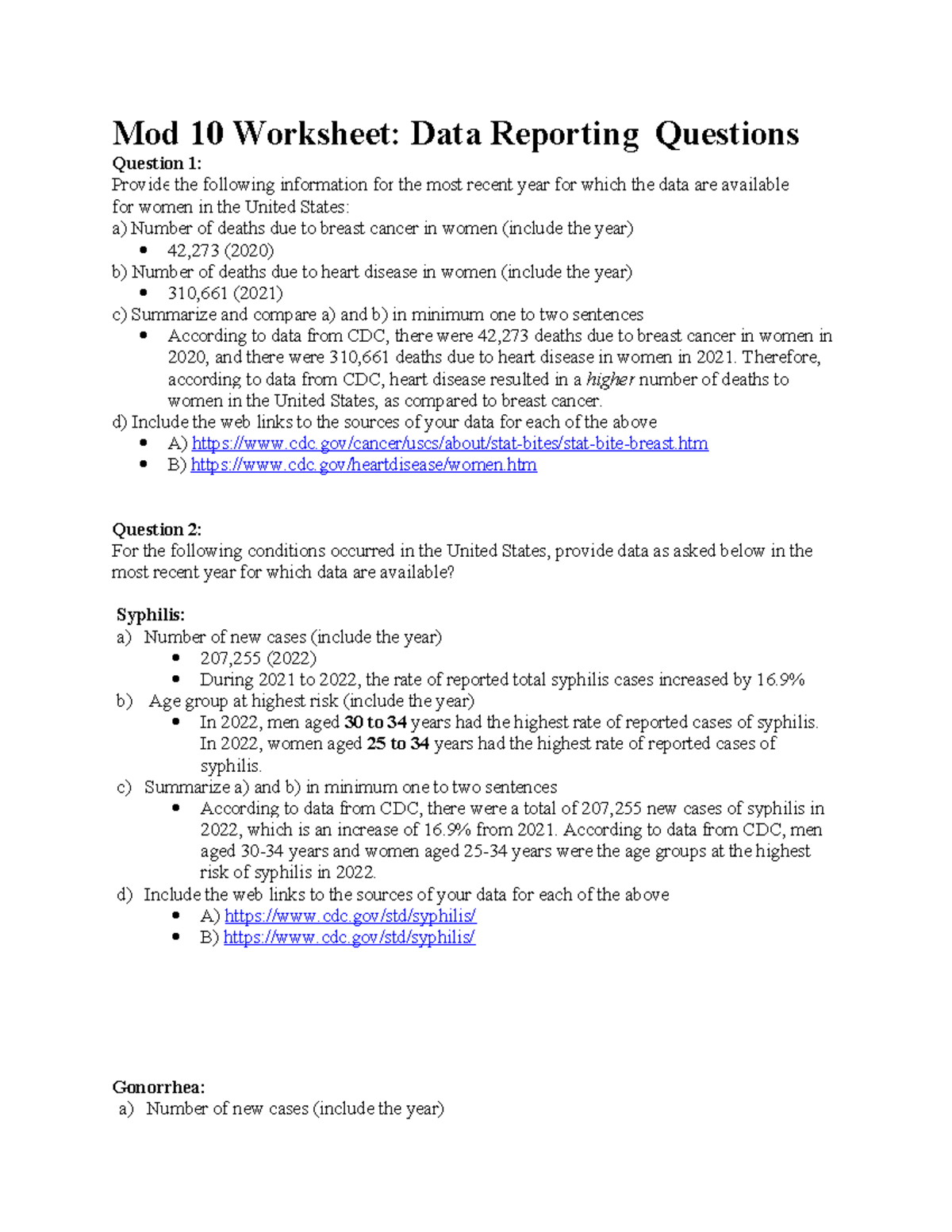 Mod 10 & 11 Worksheet: Data Reporting Qs for Fall 2023 Analysis - Studocu