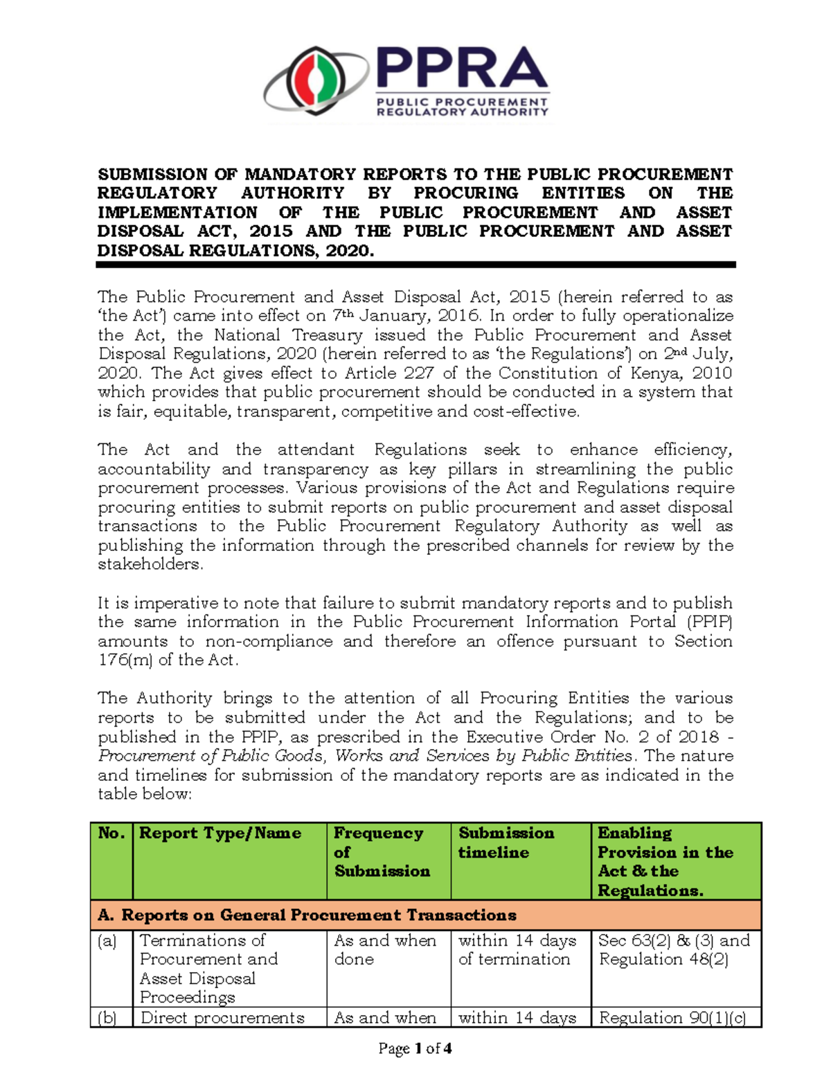 Mandatory Reporting Requirements for Public Procurement 2021 - Studocu