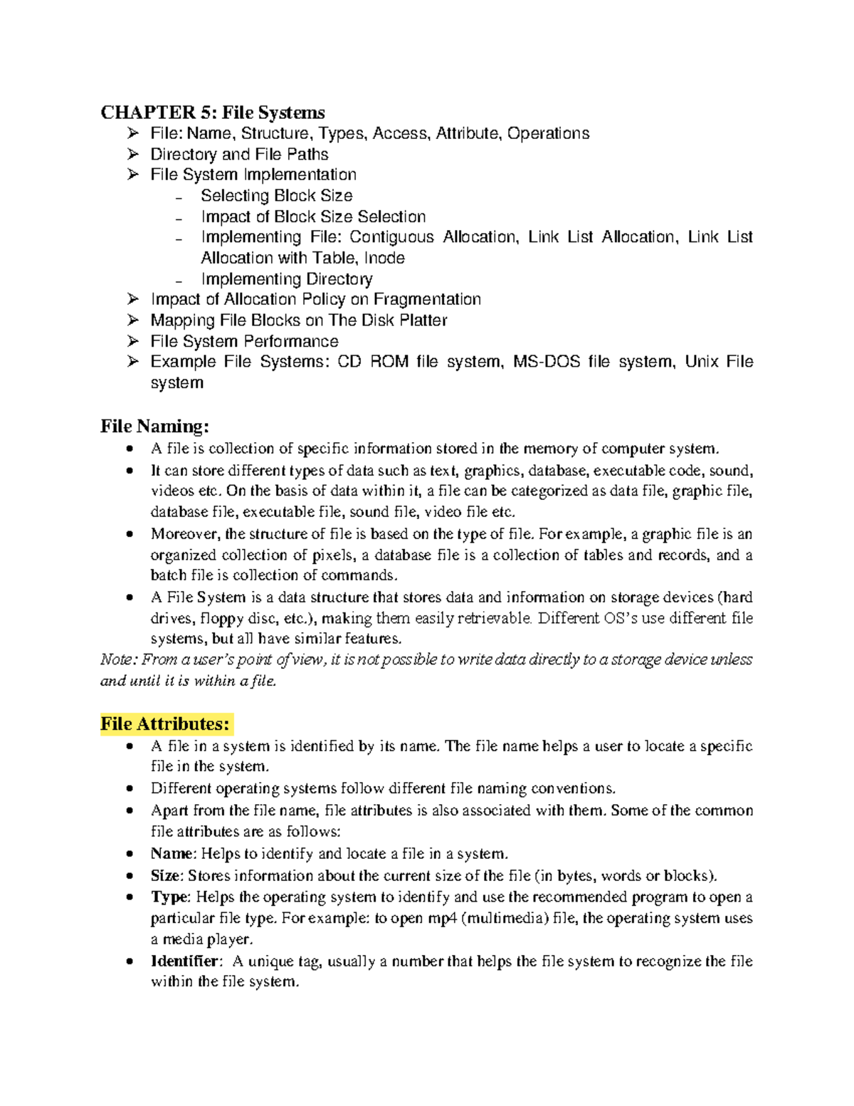 CHAPTER 5: File Systems - Structure, Types, and Operations - Studocu