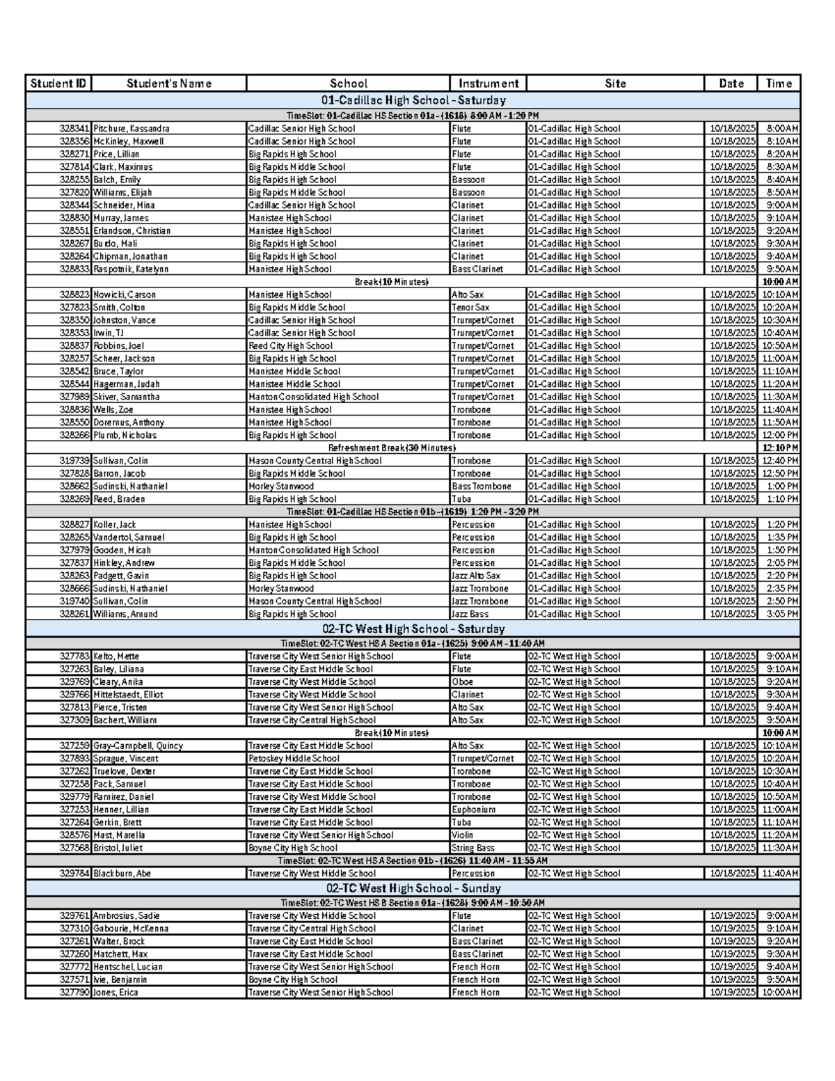 Final Schedule 25-26: High School Music Events - Studocu