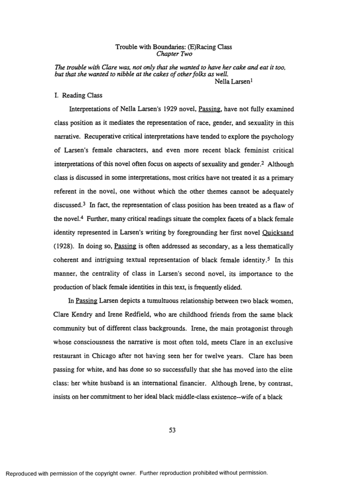 RACE 301: Class, Gender, and Sexuality in Nella Larsen's *Passing ...