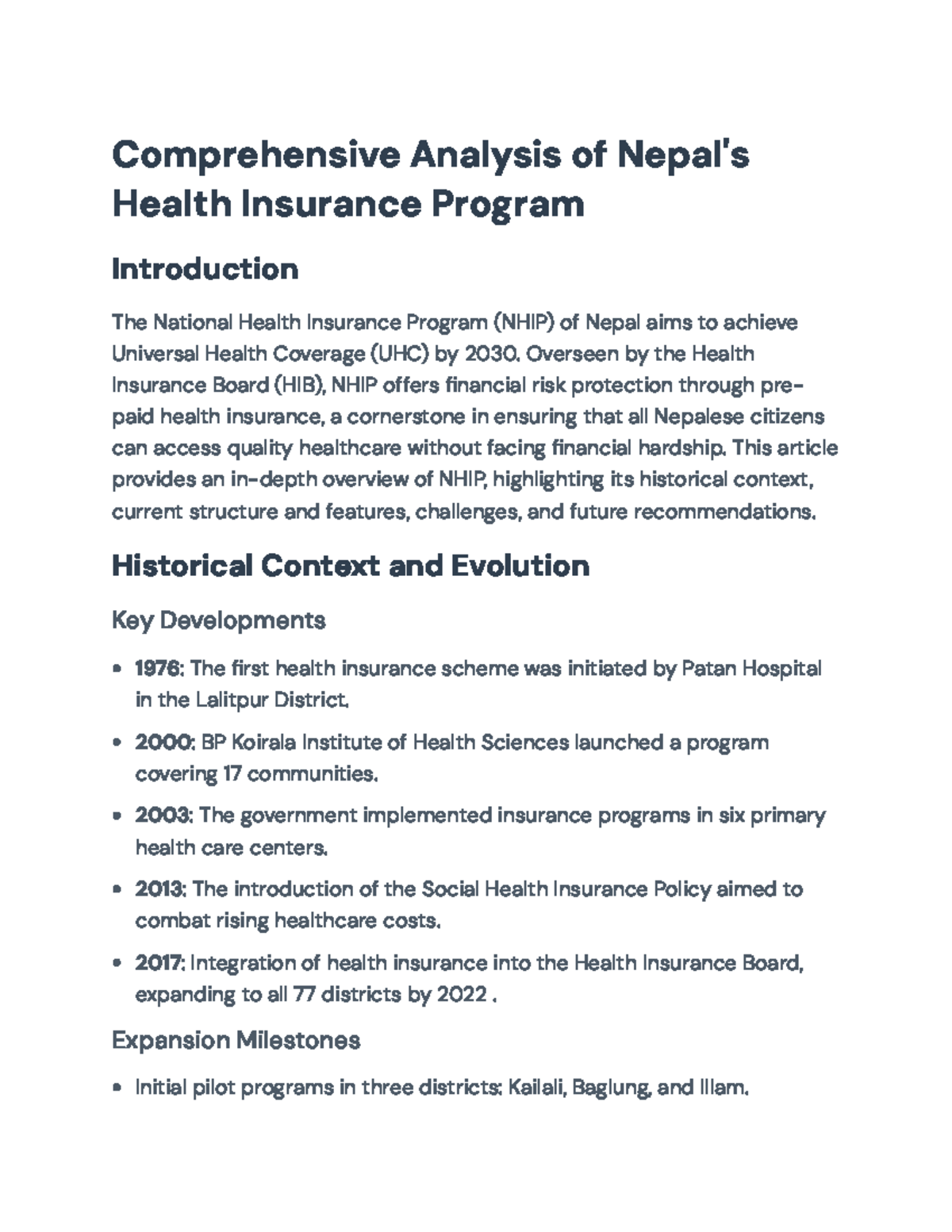 Comprehensive Analysis of Nepal’s Health Insurance Program (NHIP ...