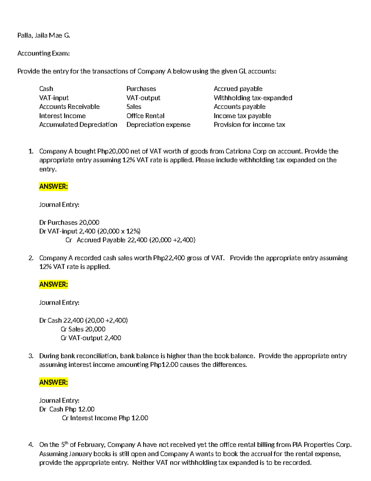 ACC 101 Final Exam: Journal Entries & Accrual Accounting Concepts - Studocu
