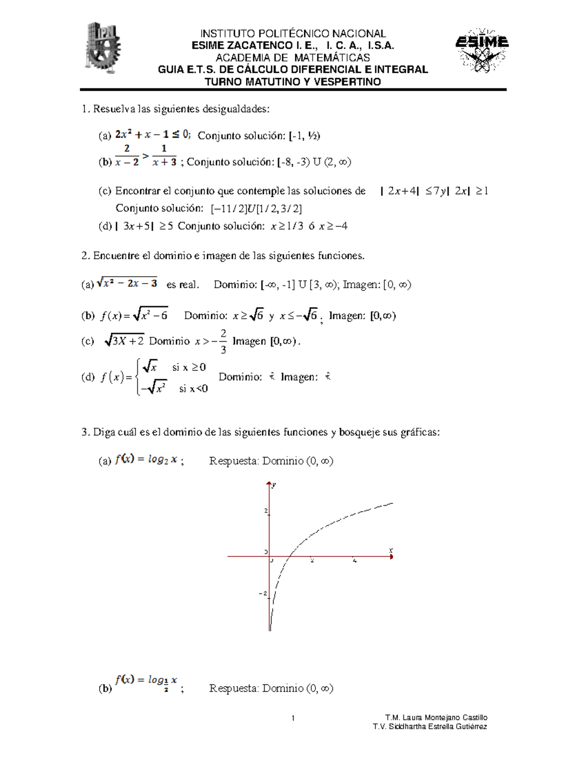 Guía E.T.S. de Cálculo Diferencial e Integral - ESIME ZACATENCO - Studocu