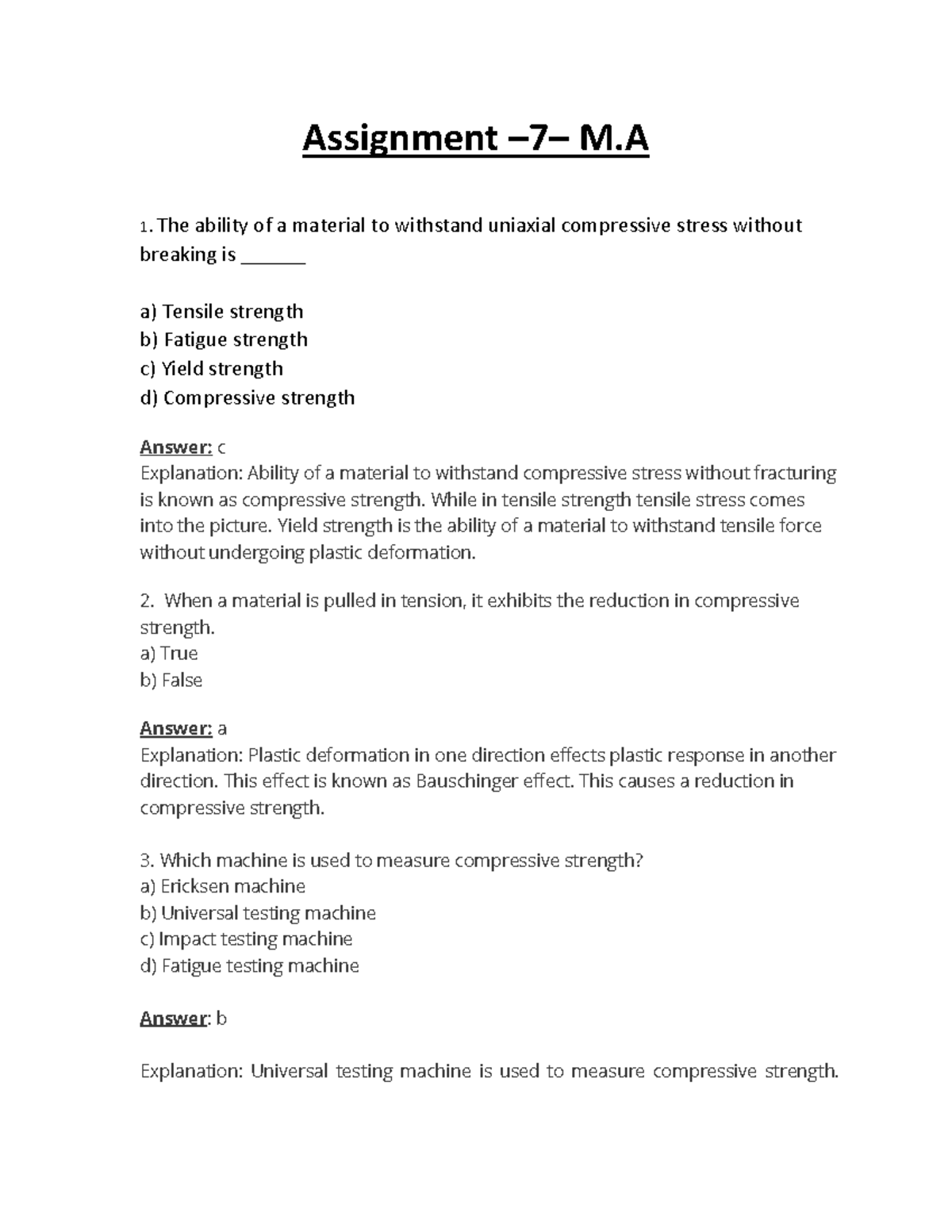 Assignment- 7 Model Answer - Assignment – 7 – M 1. The ability of a ...