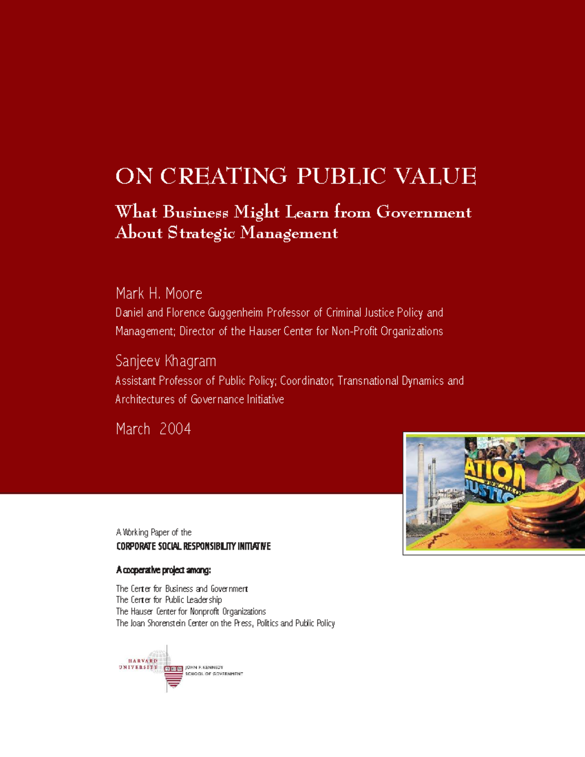 Creating Public Value: Lessons from Government for Business Strategy ...