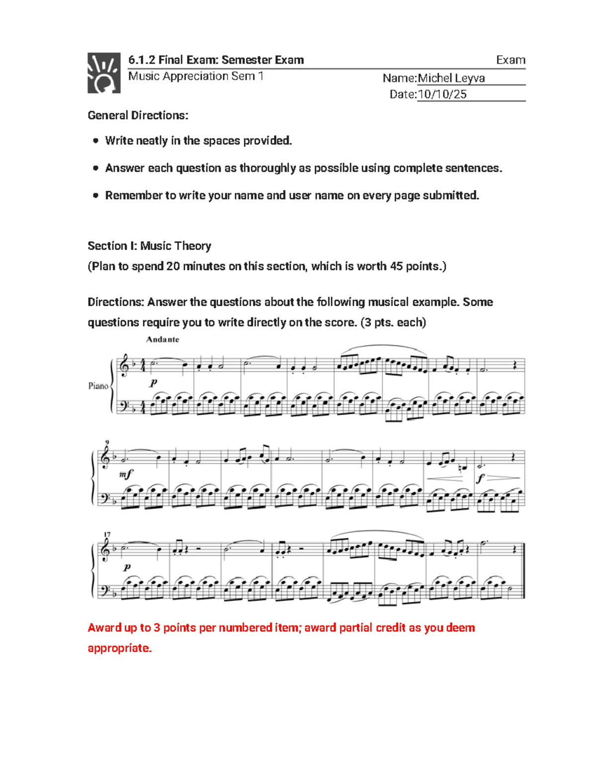 6.1.2 Final Exam: Music Appreciation Semester 1 Exam Guide - Studocu