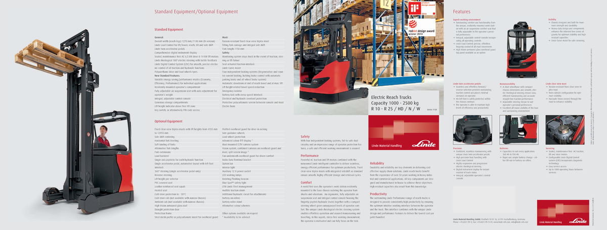Linde R 10 R 25 HD Reach Truck Features & Specifications (BR1120) - Studocu
