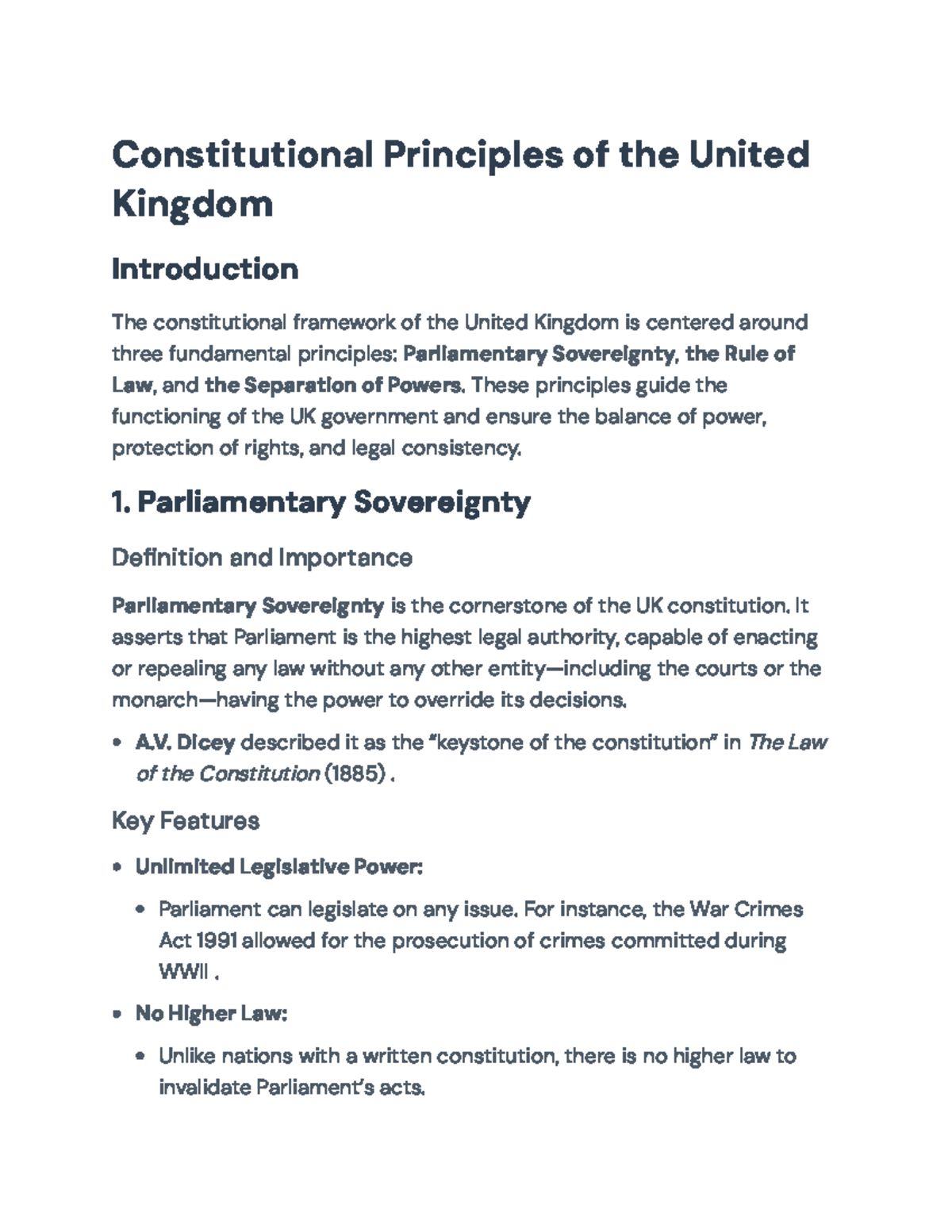 Constitutional Principles of the UK: Sovereignty, Law & Power ...