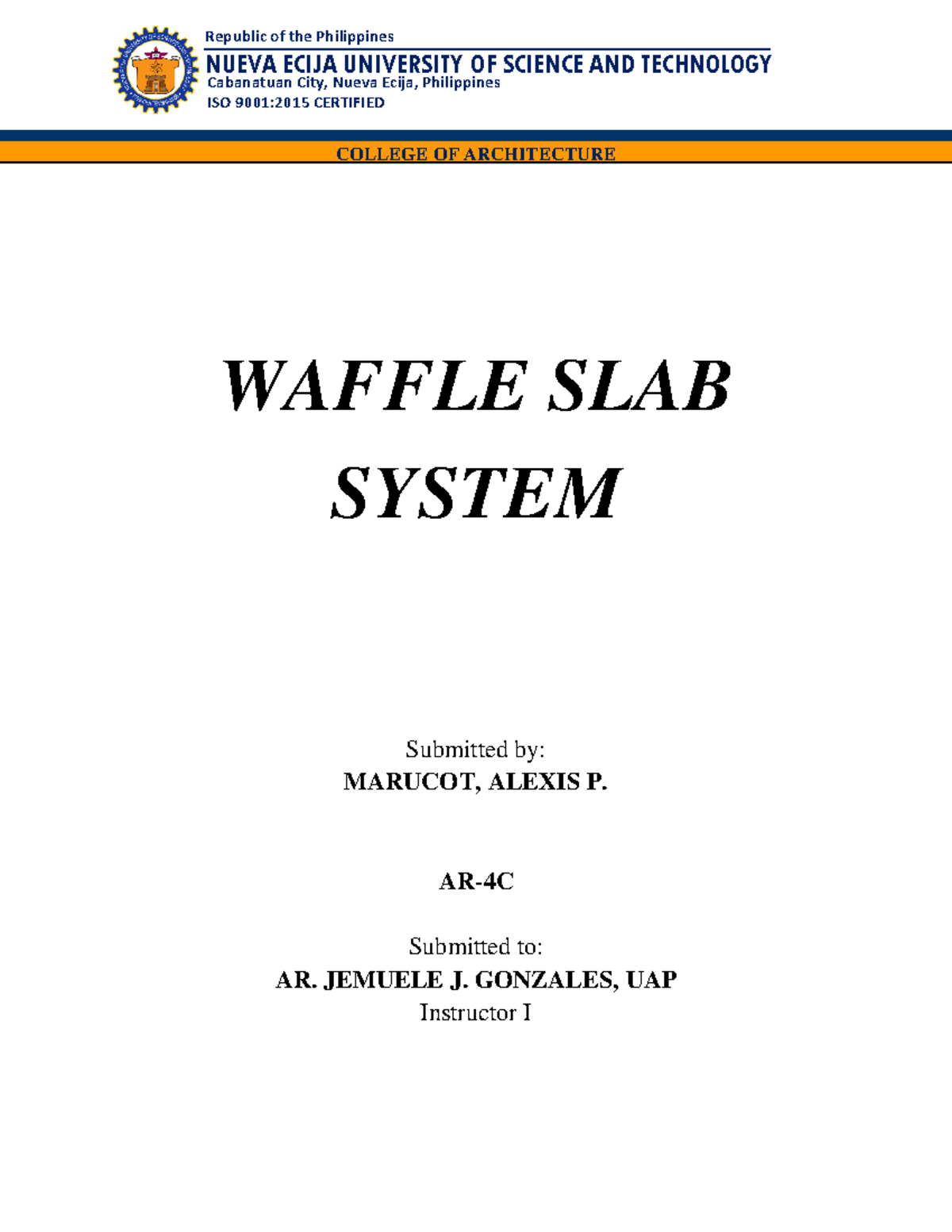 AR-4C Waffle Slab System Study Overview for Building Technology - Studocu